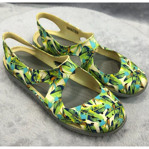 CROCS | Shoes | Crocs Womens Sz 7 Swiftwater Wave Green Blue Tropical ...